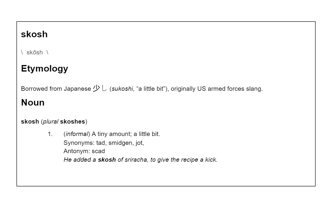  Skosh Meaning